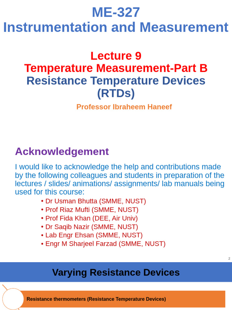 Lecture 09 Temperature Measurment Part B RTDs IH | PDF | Materials ...