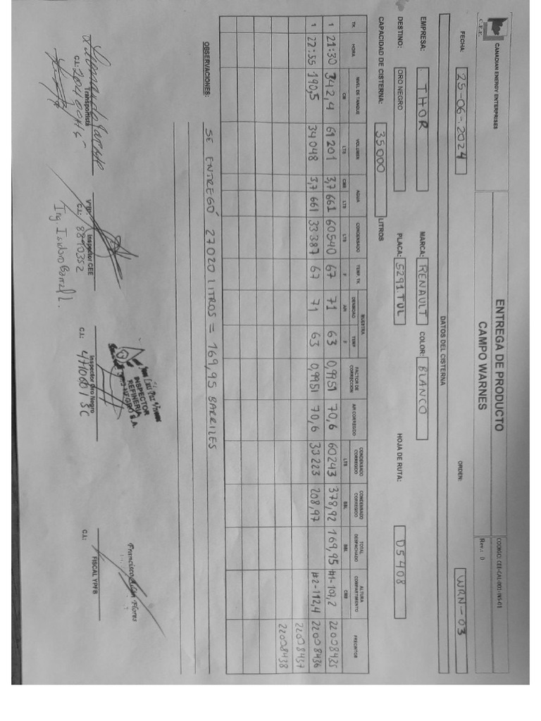 Entrega de Producto Campo Warnes x1 | PDF