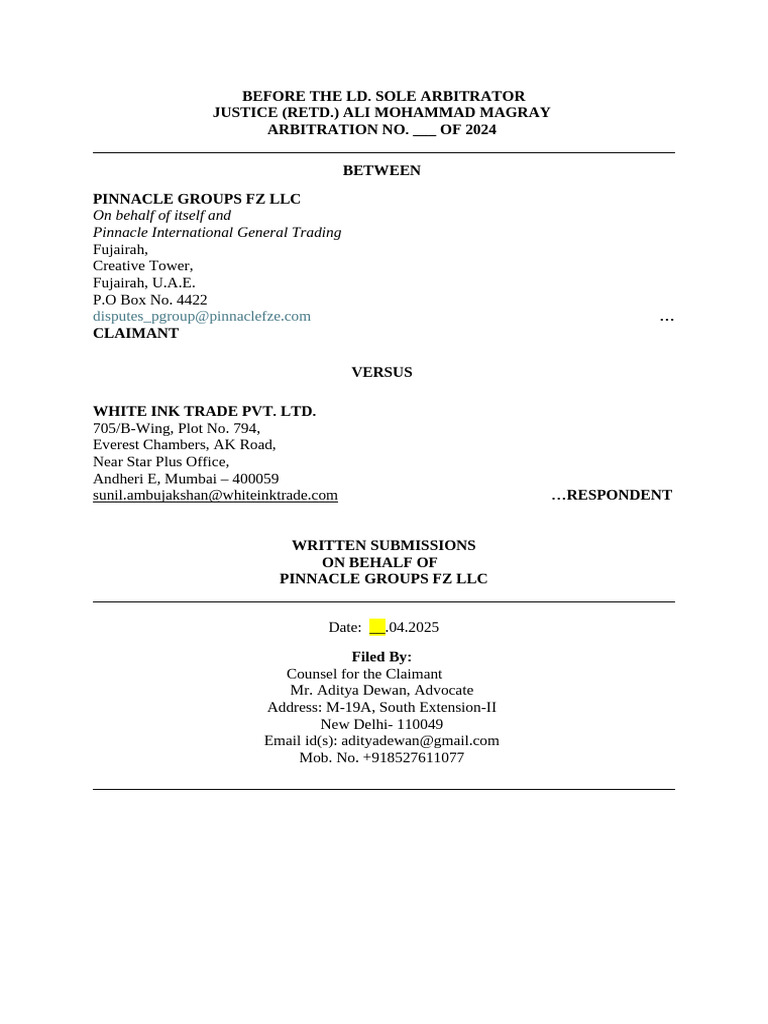Written Submissions - Hedges | PDF | Breach Of Contract | Damages