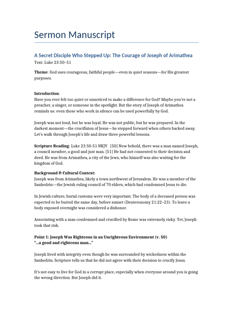 Courage of Joseph of Arimathea | PDF | Jesus | Glory (Religion)