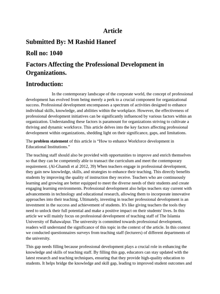 Professional Development Factors | PDF | Mentorship | Teachers