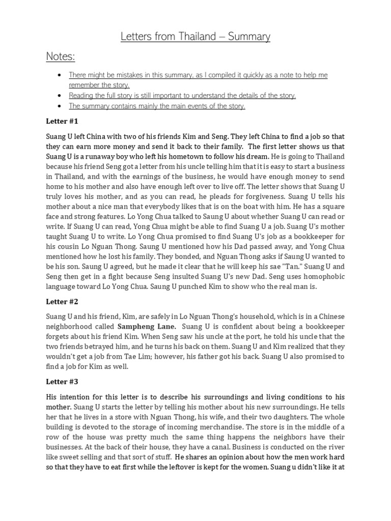 Summary of Suang U's Letters | PDF