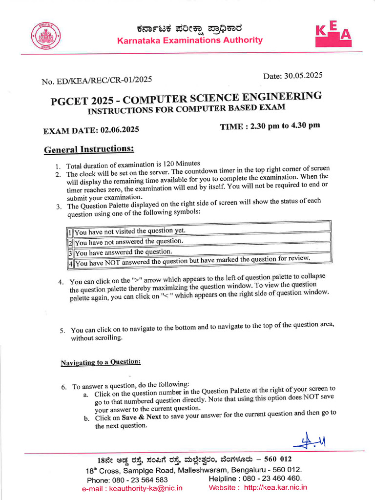 Pgcet 2025 Computer Based Examenglish | PDF