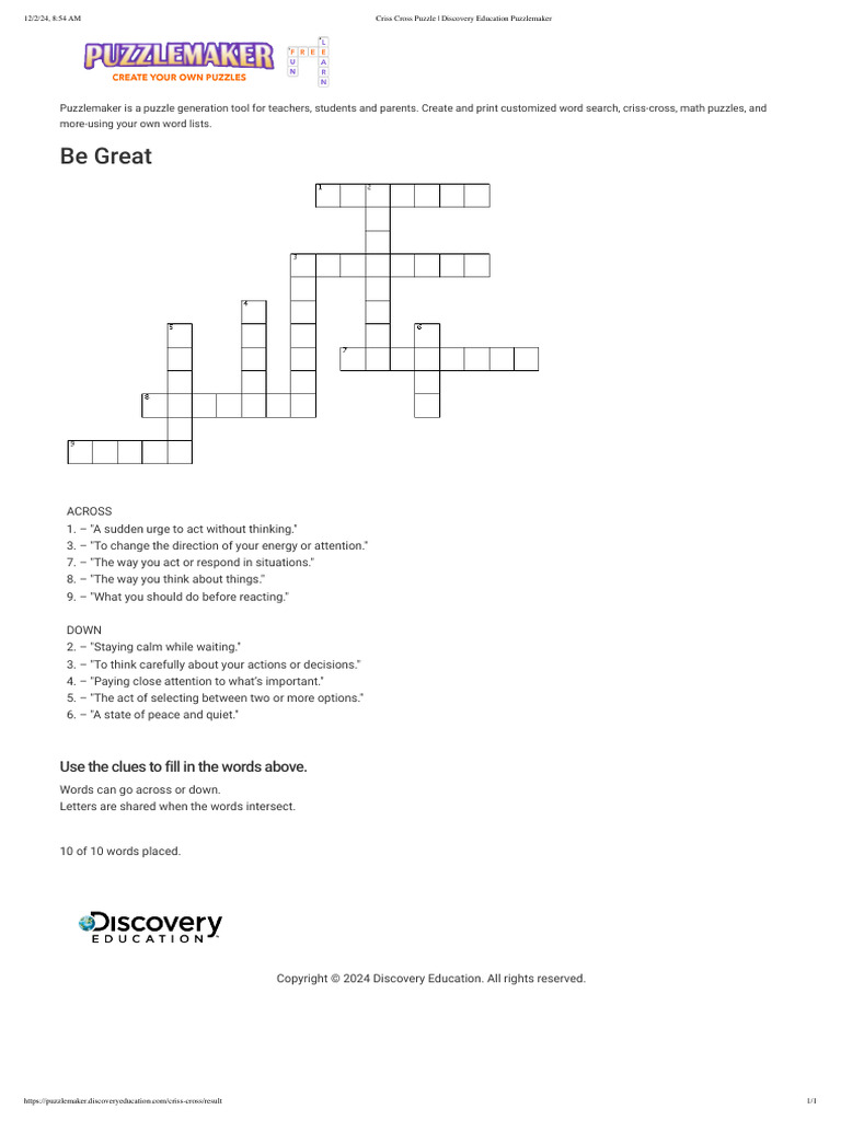 Criss Cross Puzzle | PDF