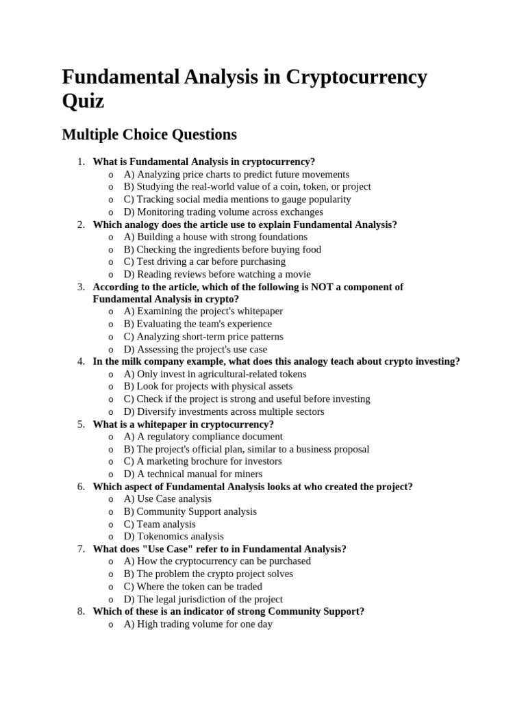 Fundamental Analysis in Cryptocurrency Qui1 | PDF | Cryptocurrency ...