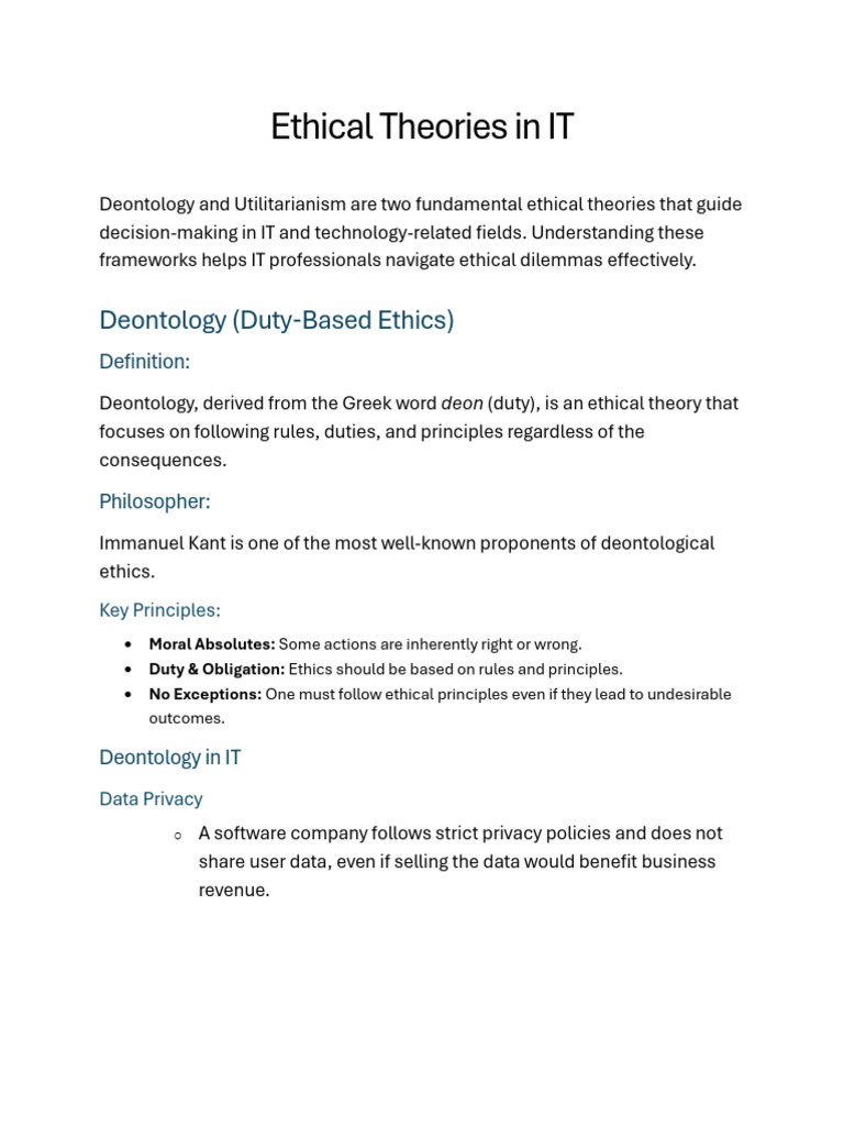 Ethical Theories Handouts | PDF | Utilitarianism