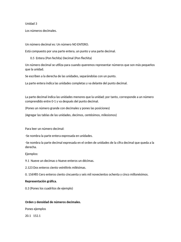 Unidad 3 y 4 de Artimetica | PDF | Decimal | Multiplicación
