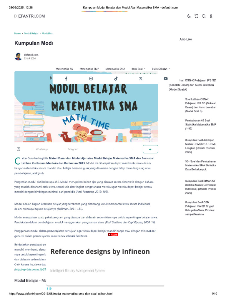 Kumpulan Modul Belajar Dan Modul Ajar Matematika SMA - Defantri | PDF