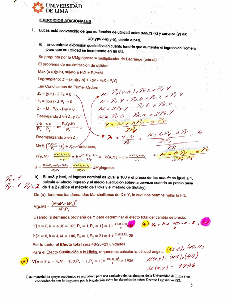 Ejercicio - Ecuación Slutsky y Dualidad | PDF