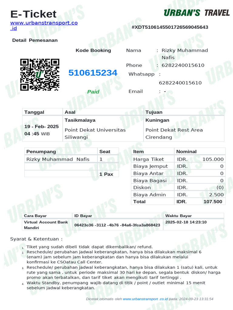 Tiket Pemberangkatan Urban | PDF