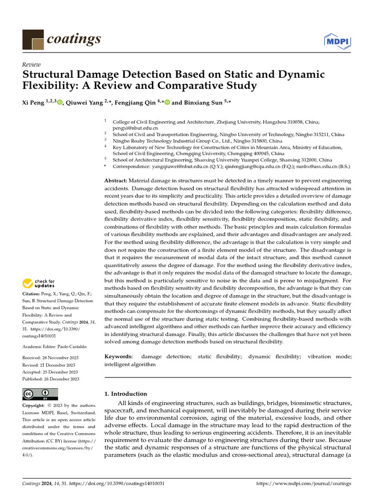 Structural Damage Detection Based on Static and Dynamic Flexibility | PDF | Stiffness ...