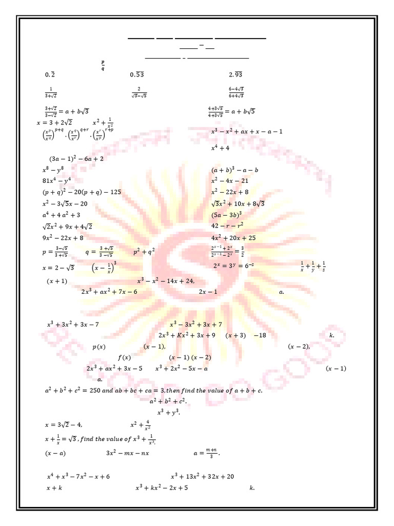 Ix Maths Holiday Homework 1-1 | PDF | Factorization | Numerical Analysis
