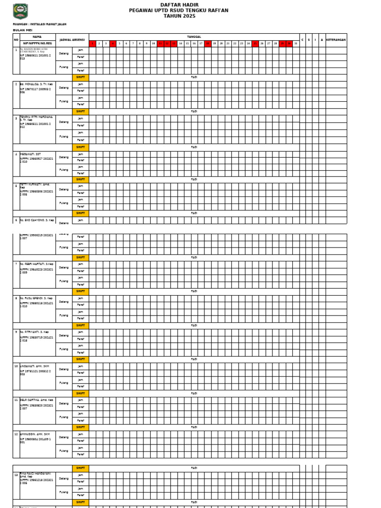 Absensi Manual Rawat Jalan | PDF