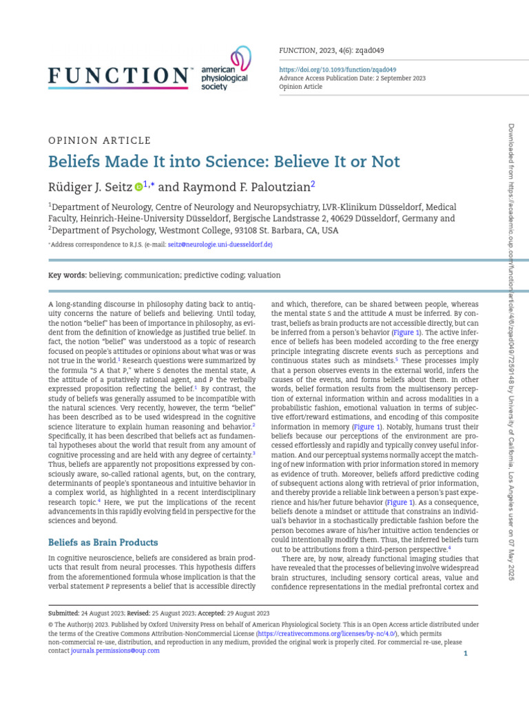 Belief Made It Into Science-2023 | PDF | Insular Cortex | Rationality