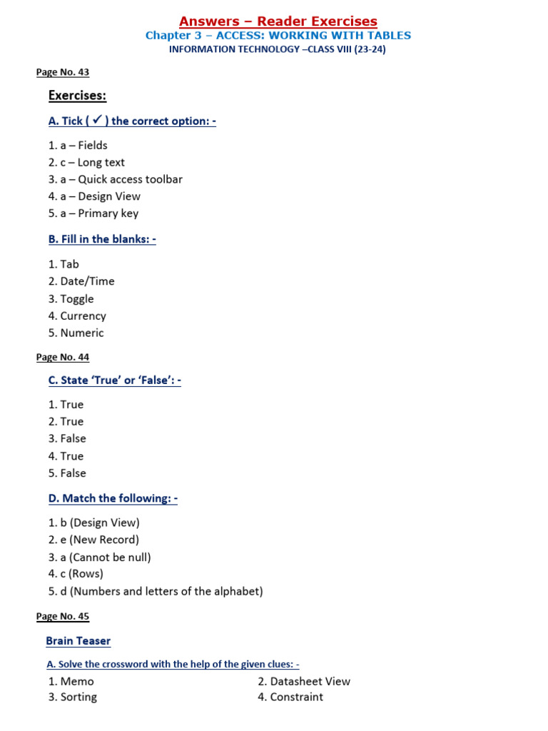 Answers - Reader Exercises-Chapter 3 | PDF