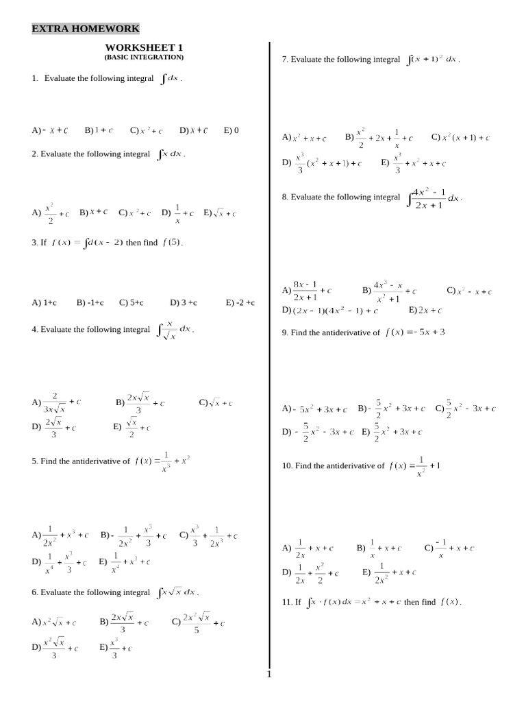 Integral 1 (Basic Integration) | PDF | Mathematical Analysis | Calculus