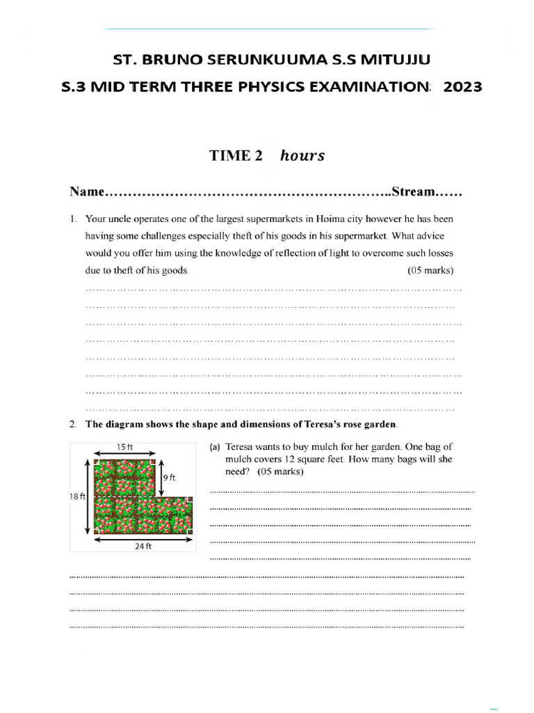 S.3 Physics Mid3 092103 | PDF