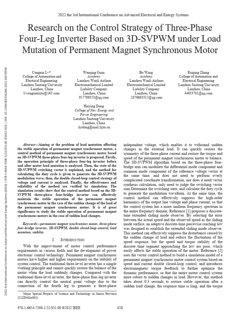 Research On The Control Strategy of Three-Phase Four-Leg Inverter Based On 3D-SVPWM Under Load ...