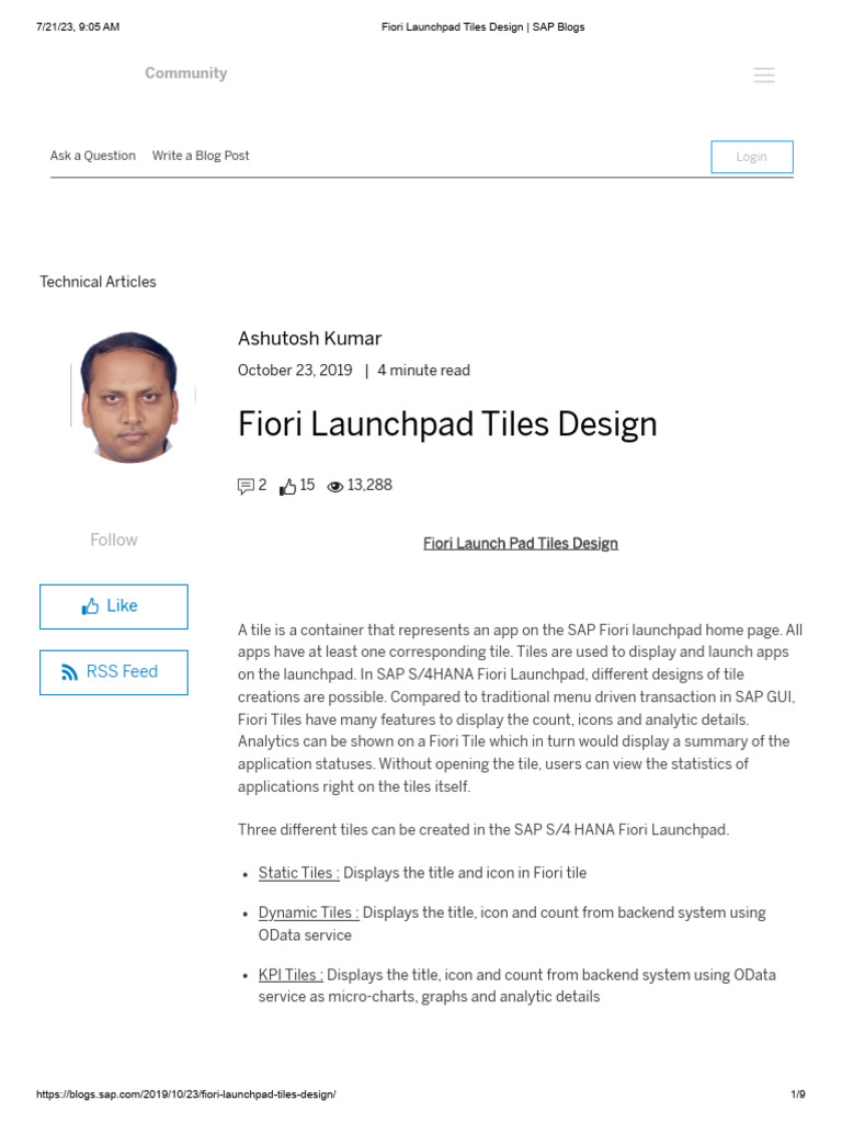 Fiori Launchpad Tiles Design - SAP Blogs | PDF | Performance Indicator ...