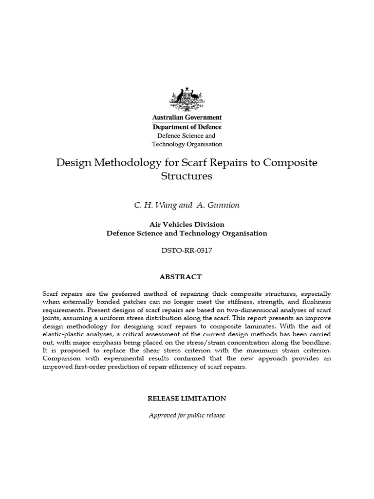 Design Methodology for Scarf Repairs to Composite Structures | PDF ...