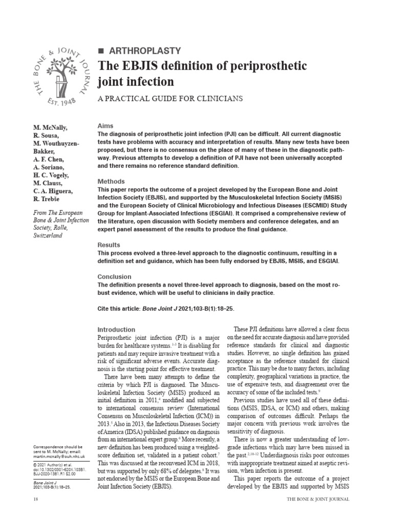 The EBJIS Definition of Periprosthetic Joint Infection | PDF | Medical ...