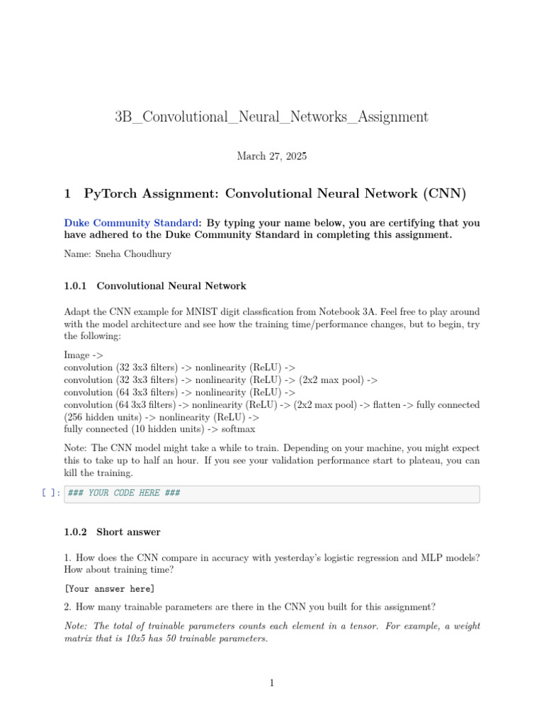3B Convolutional Neural Networks Assignment | PDF