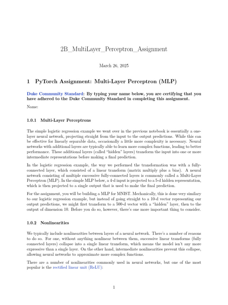 2B MultiLayer Perceptron Assignment | PDF | Machine Learning | Applied Mathematics
