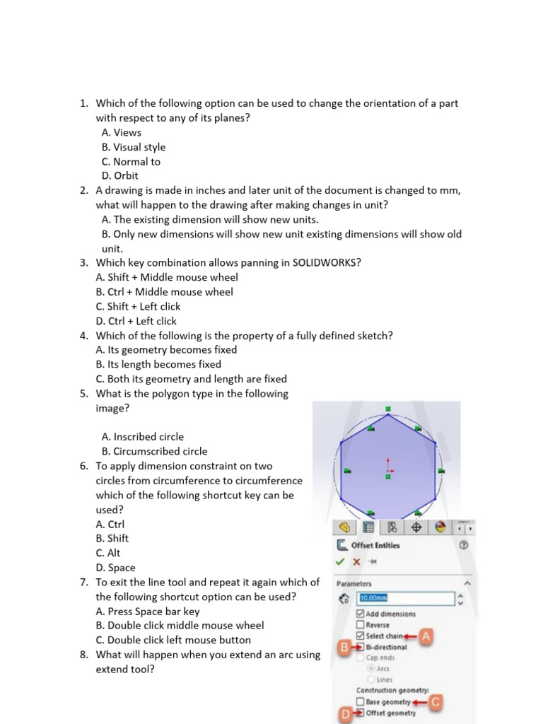 Solidworks Quizz Paper 1 | PDF | Circle | Line (Geometry)