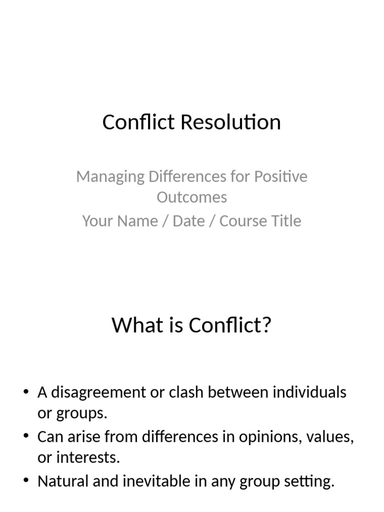 Conflict Resolution Presentation | PDF