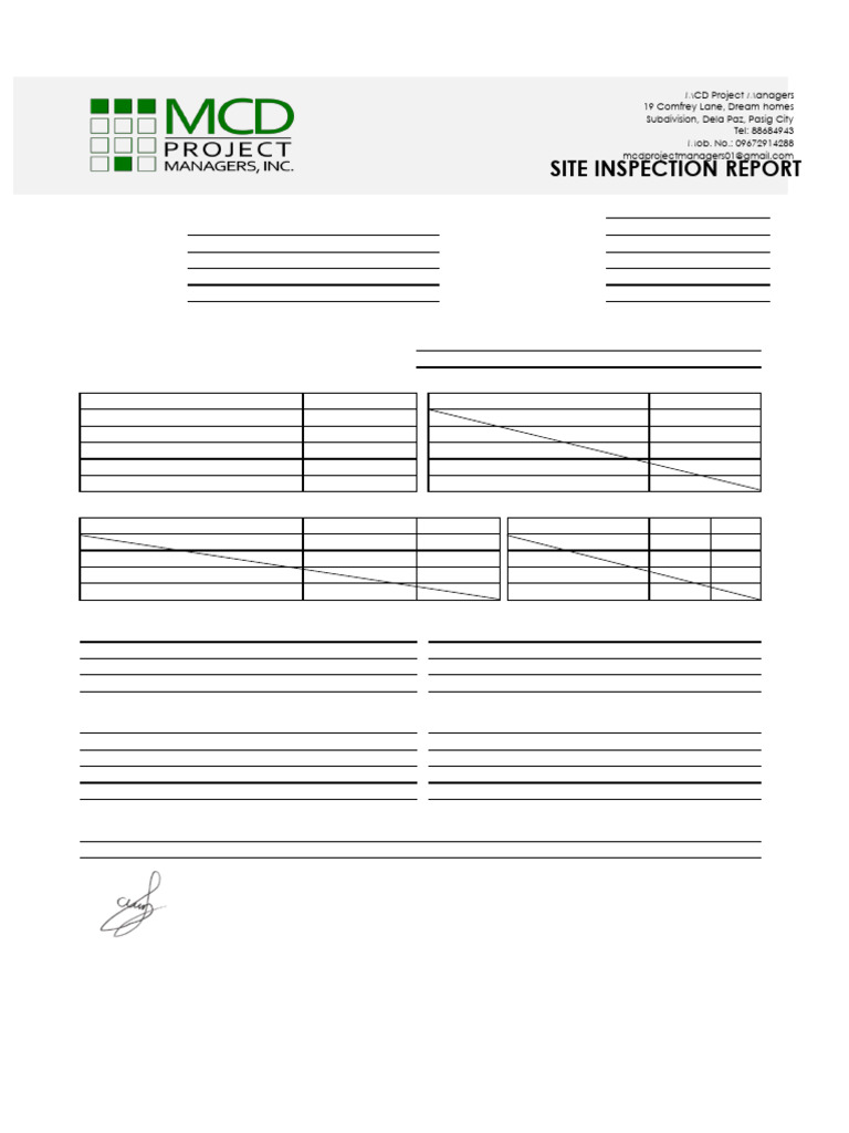 Site Inspection Report for NCDC Project | PDF