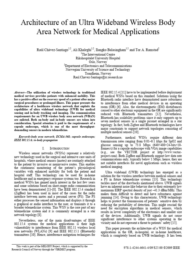 Architecture of An Ultra Wideband Wireless Body | PDF | Ultra Wideband | Wireless Sensor Network