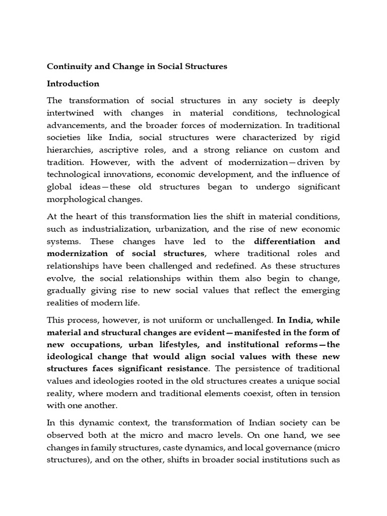 Continuity and Change-Social Structures | PDF | Caste | Identity ...