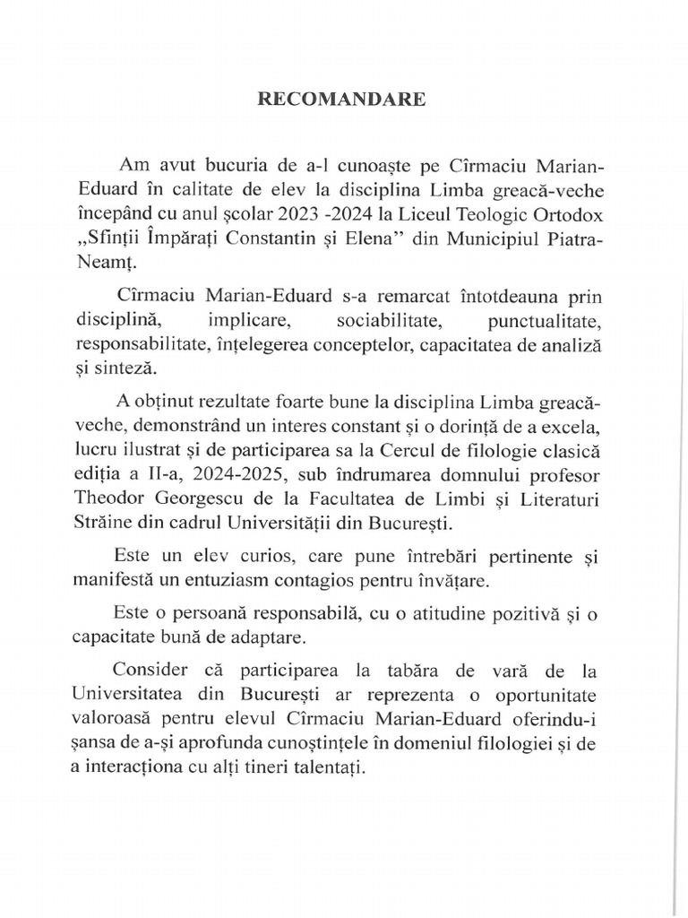 RECOMANDARE | PDF