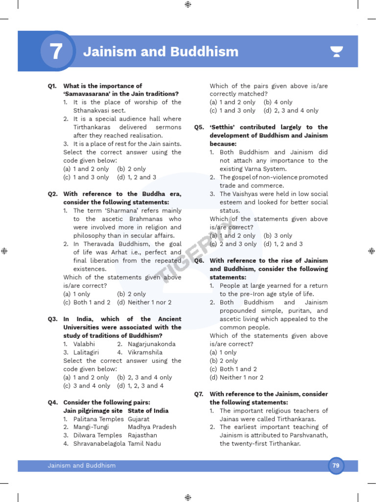 Jainism, Buddhism & Shramanic Prelims Practice Questions Ancient | PDF ...