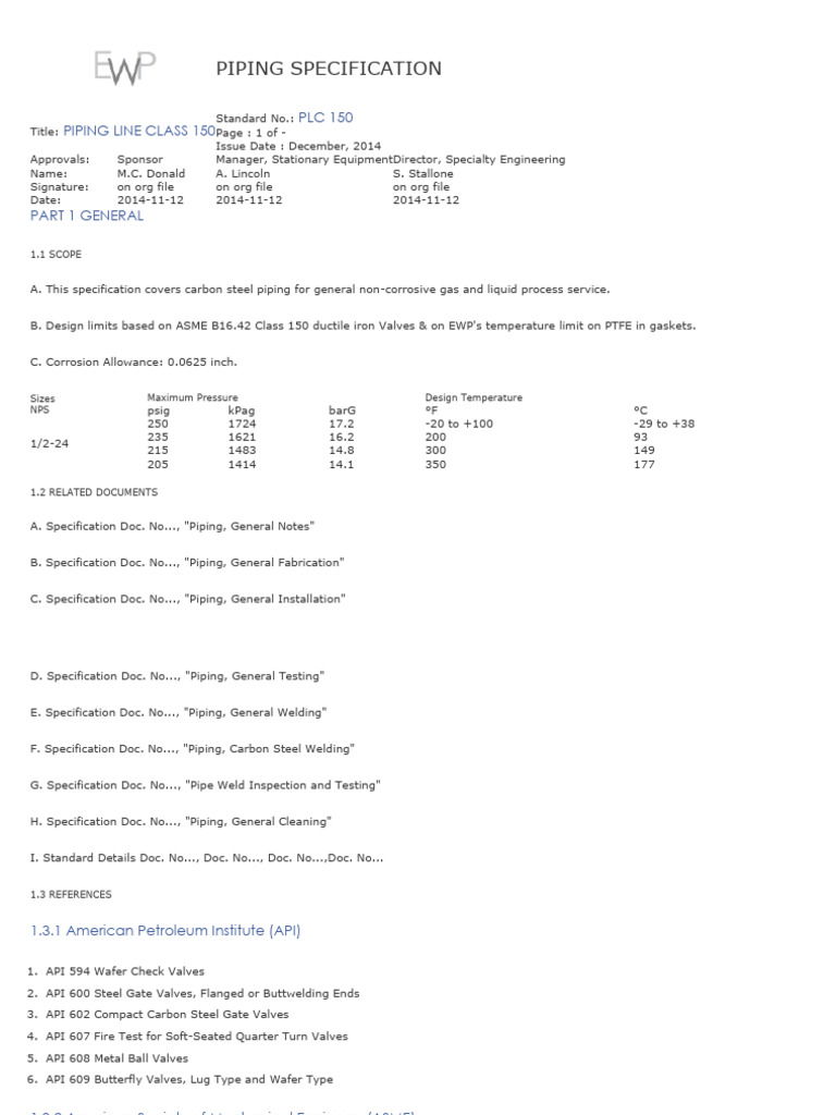 Asme API Piping Specification | PDF | Pipe (Fluid Conveyance) | Chemical Engineering