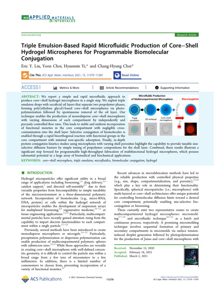 Liu Et Al 2021 Triple Emulsion Based Rapid Microfluidic Production of ...