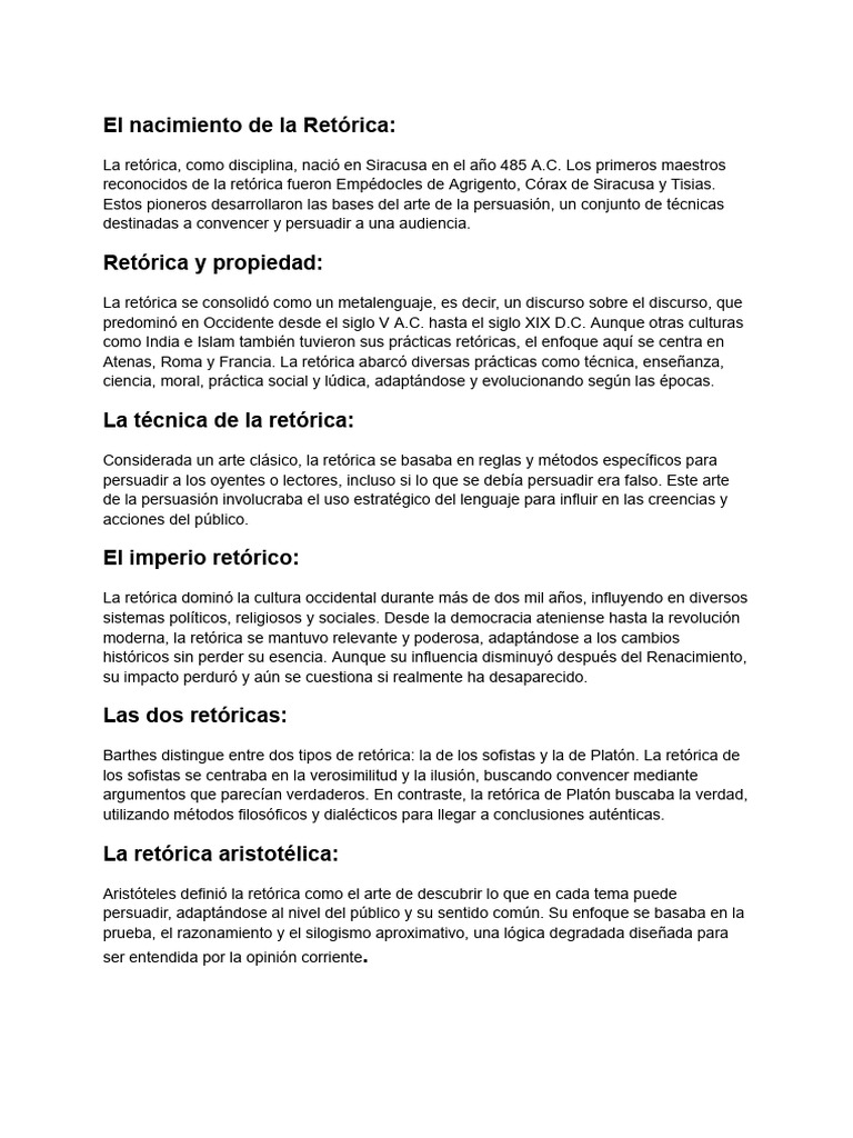 Historia y poder de la retórica | PDF | Retórica | Proposición