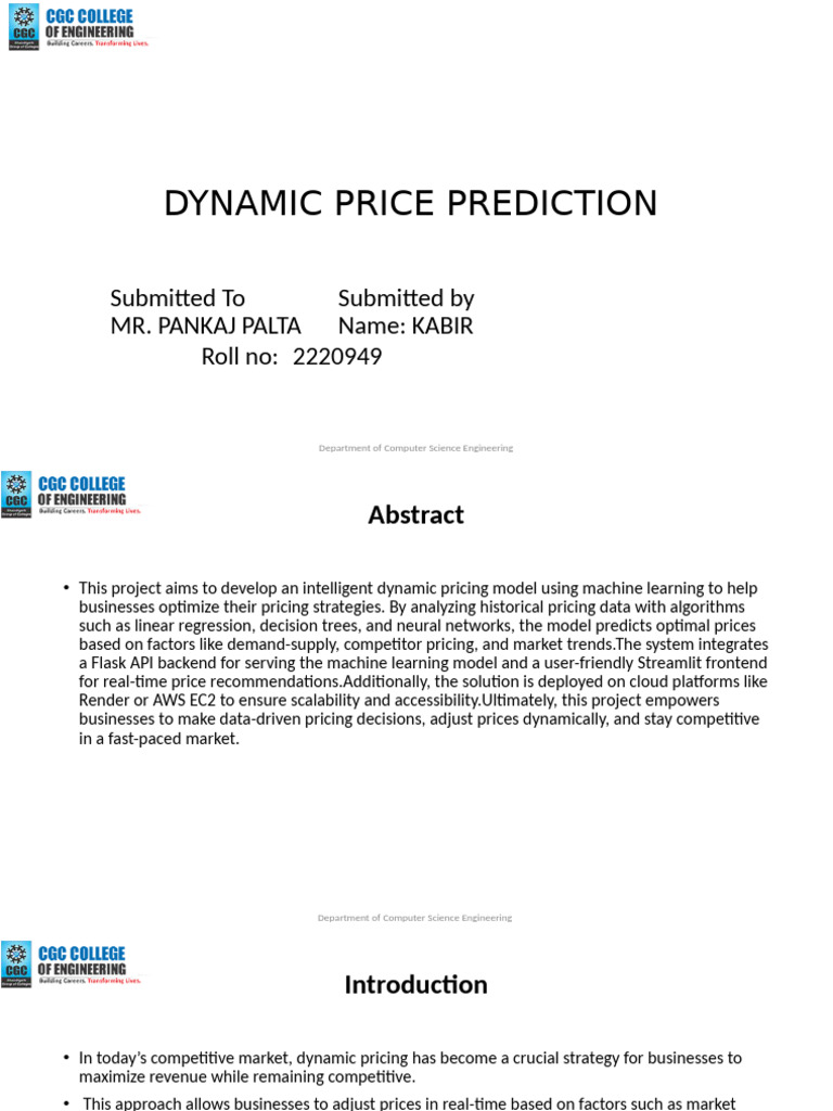 Project Presentation | PDF | Machine Learning | Pricing