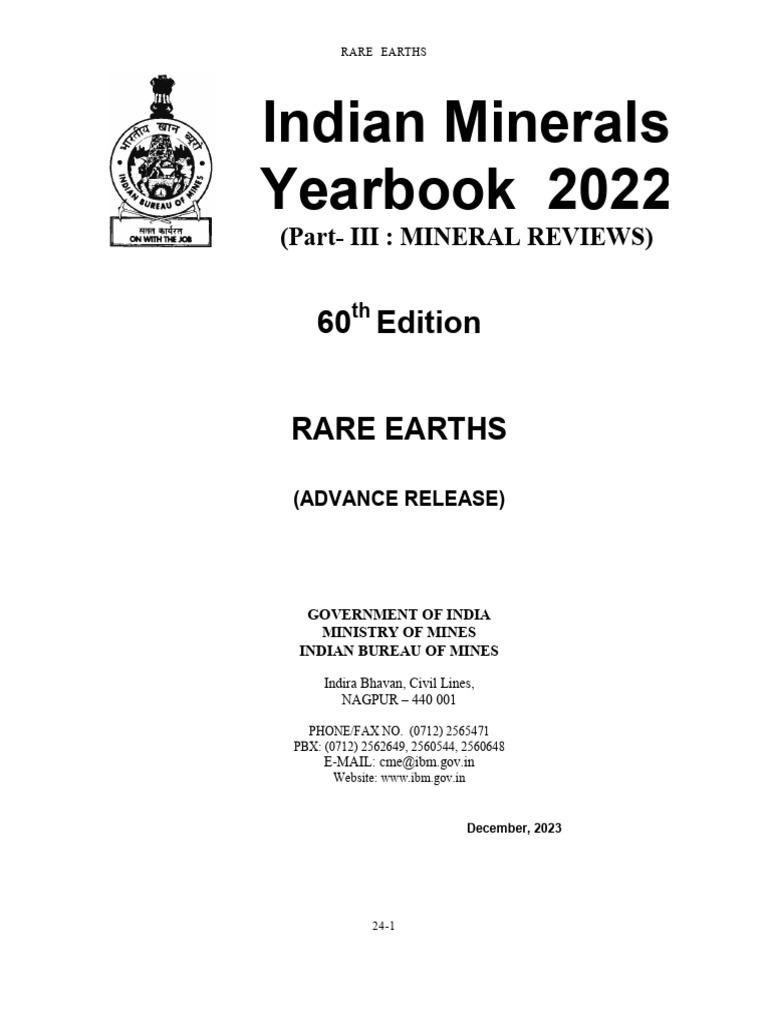 Rare Earths Overview in India | PDF | Sets Of Chemical Elements | Materials
