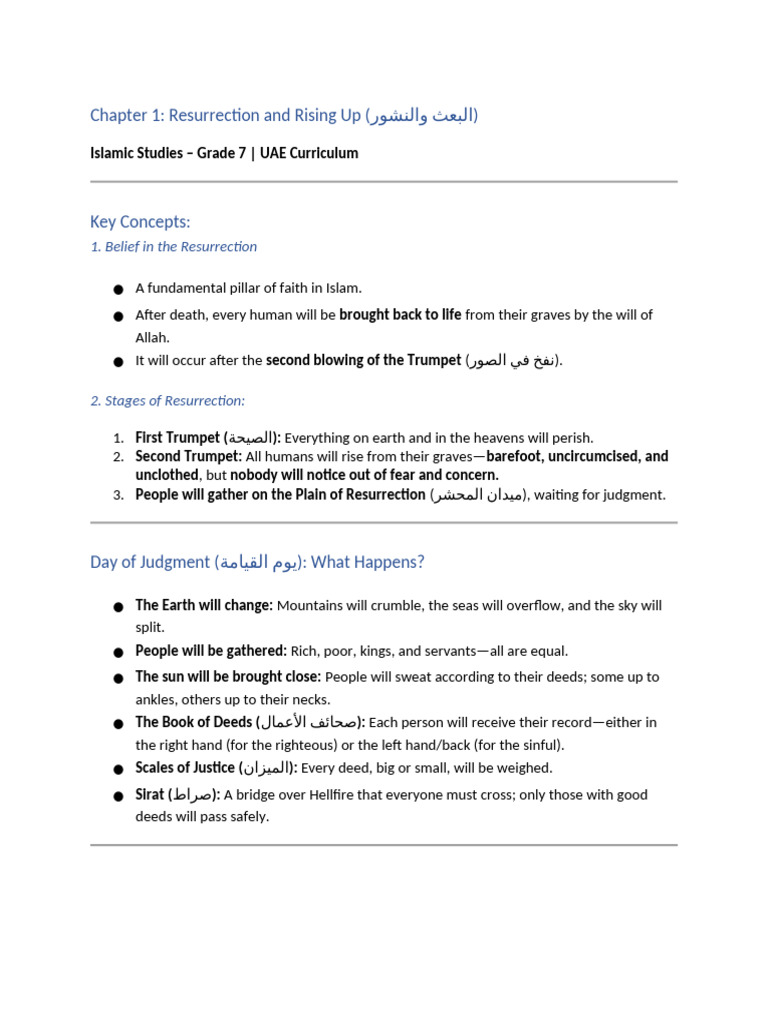 Chapter 1 G-7 The Resurrection and Rising Up Question Bank | PDF ...