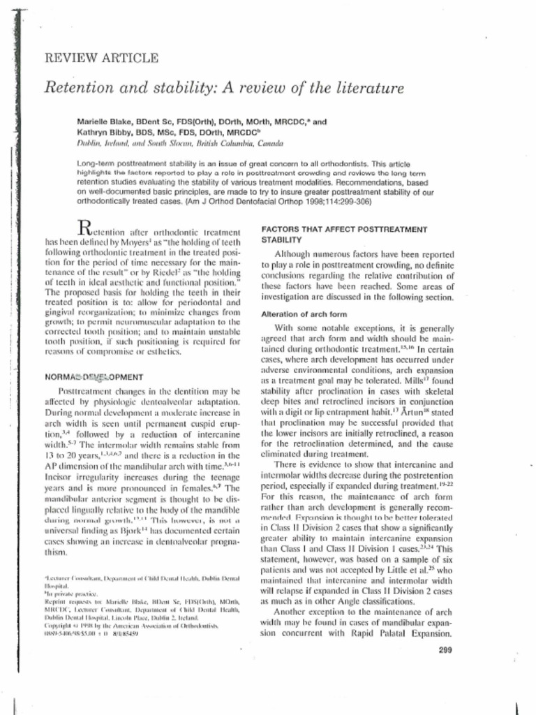 Retention and Stability | PDF