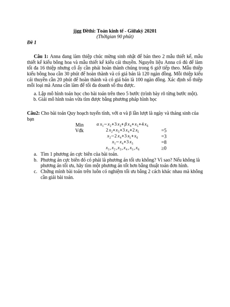 Đề Thi Giữa Kì K65 Kinh Te | PDF