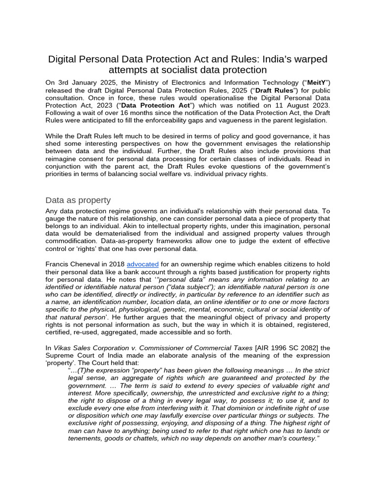 Digital Personal Data Protection Act and Rules - India's Warped ...