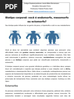 Endomorfo, Ectomorfo E Mesomorfo Como Saber O Seu Biotipo Físico | PDF | Caloria | Músculo
