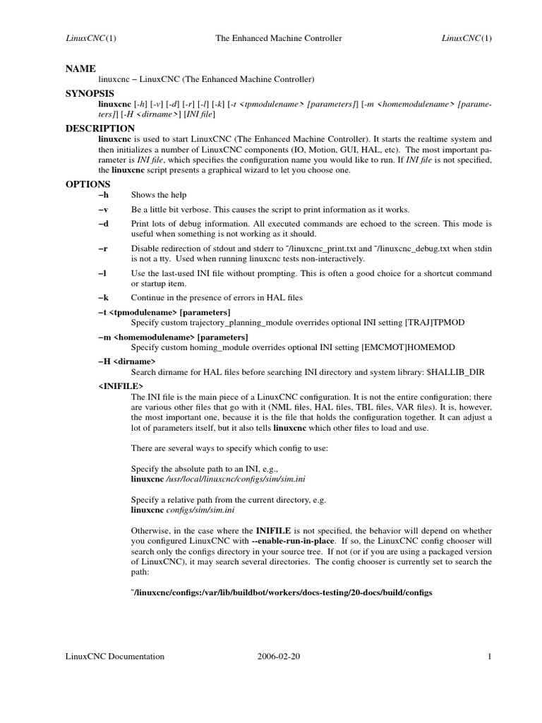 LinuxCNC Manual Pages | PDF | Command Line Interface | Parameter (Computer Programming)