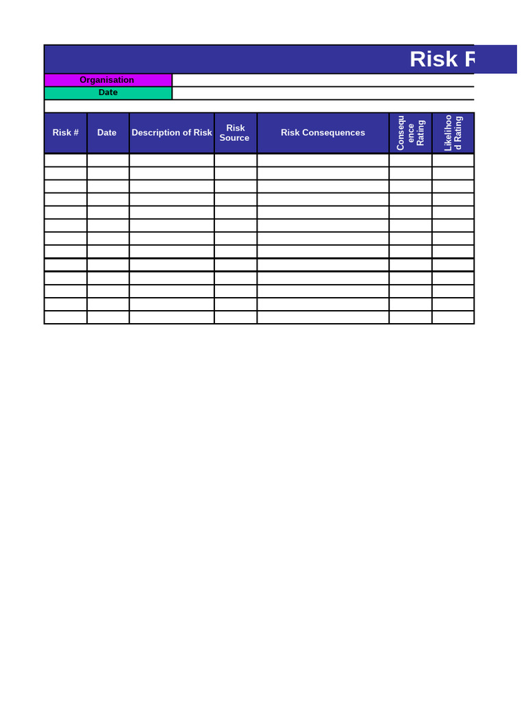 Risk Register Template Excel Version | PDF