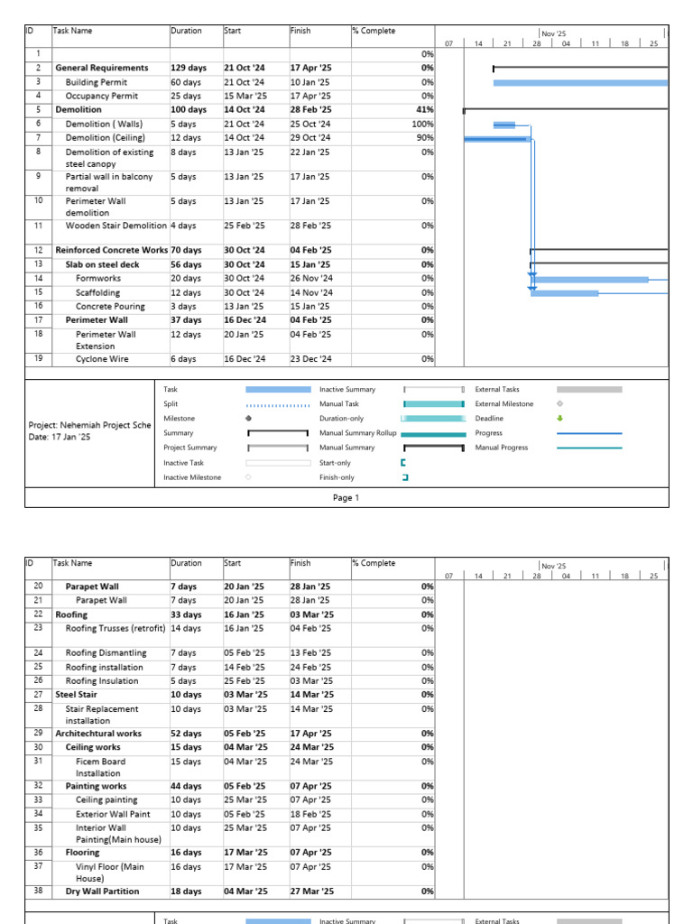 Nehemiah Project Schedule Revise | PDF | Demolition | Real Estate