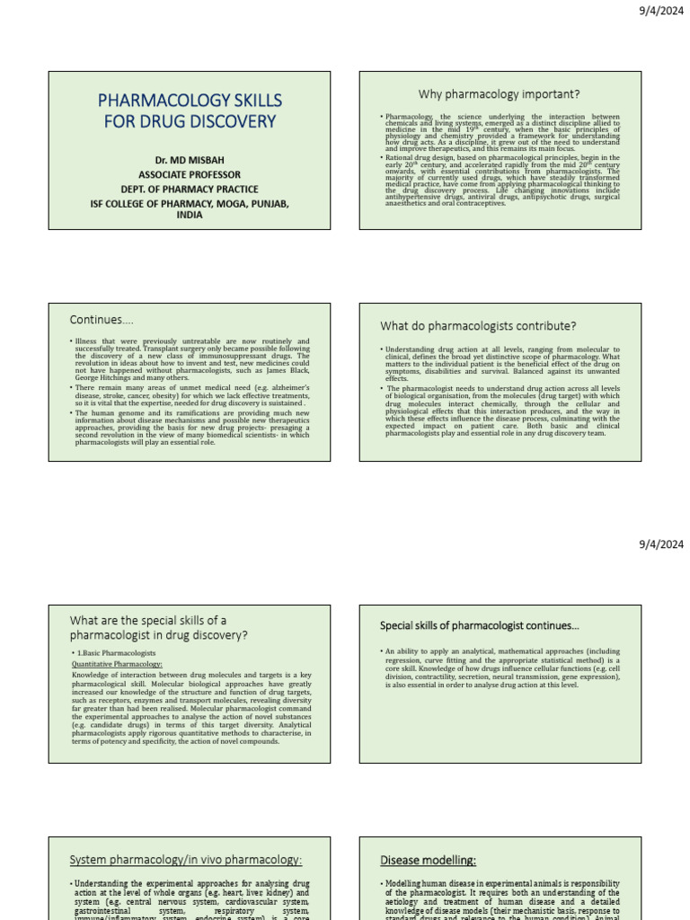 1B. Pharmacology Skills in Drug Discovery | PDF | Pharmacology ...