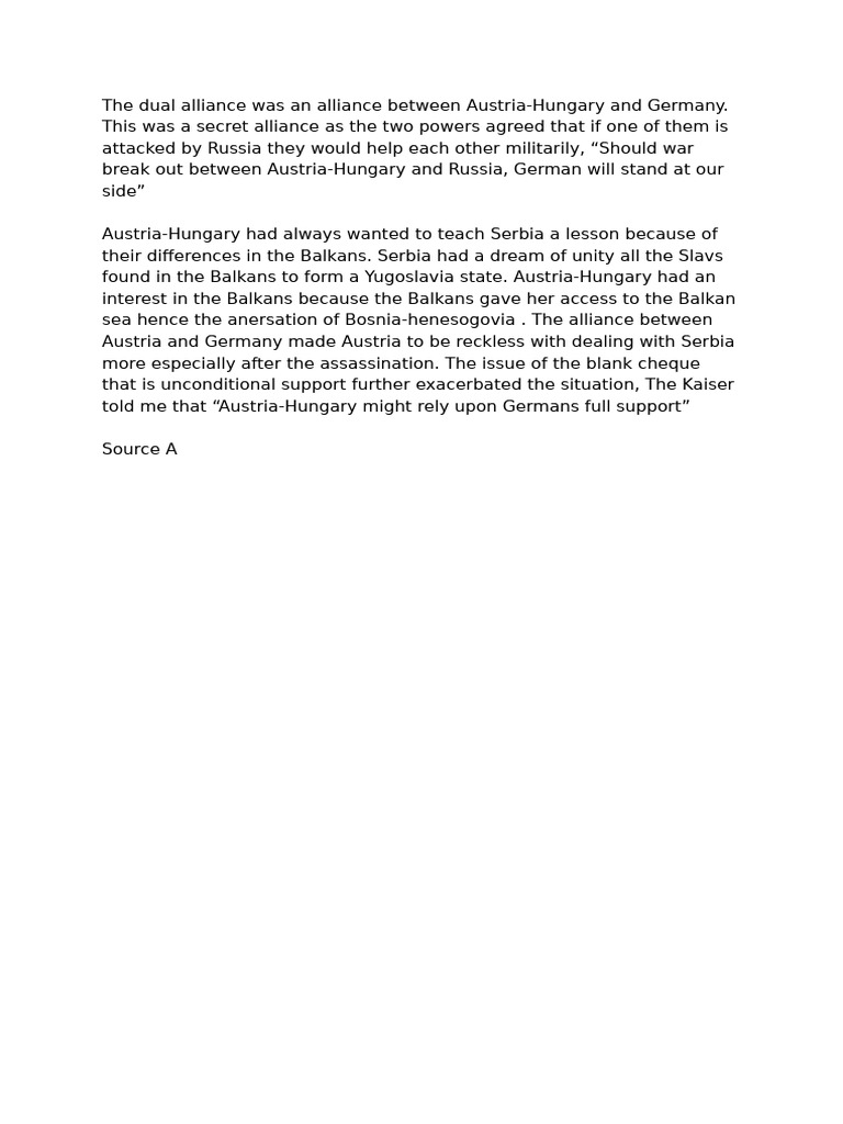 The Dual Alliance Was An Alliance Between Austria | PDF
