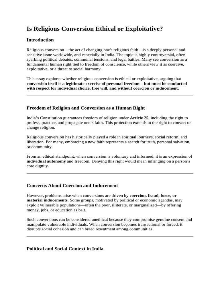 Is Religious Conversion Ethical or Exploitative | PDF | Religious ...